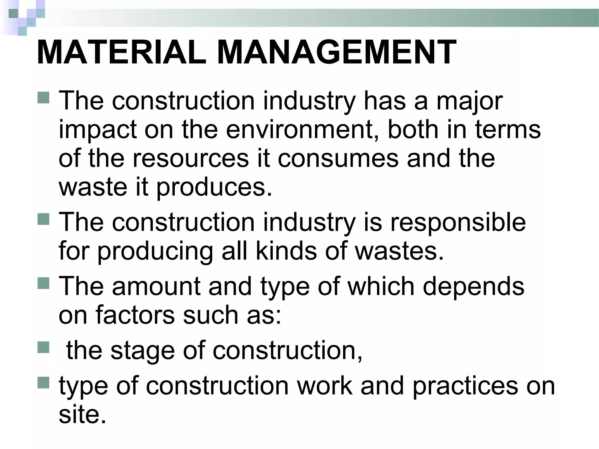 070 Material Management and Construction Productivity | PPT