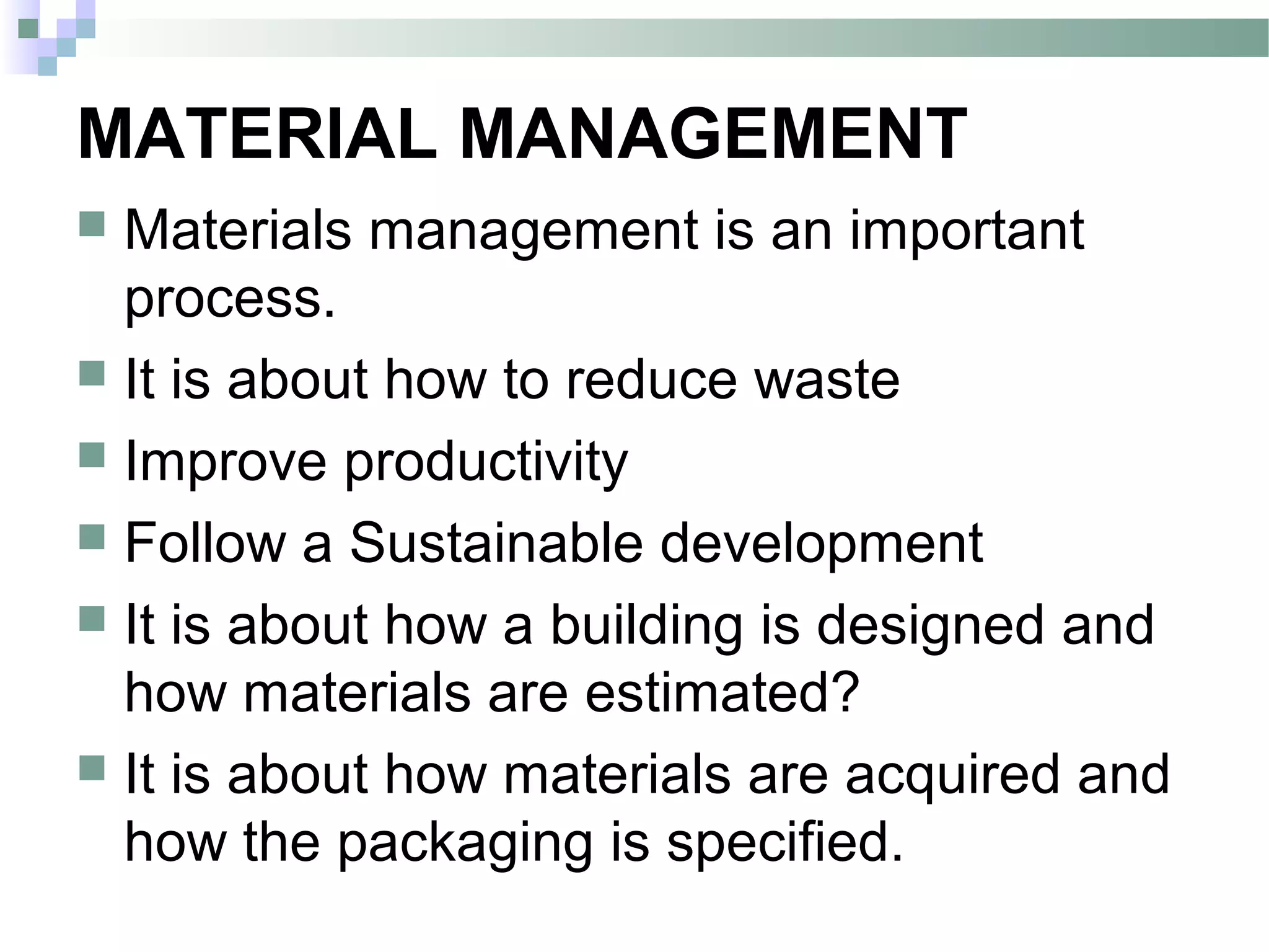 070 Material Management and Construction Productivity | PPT
