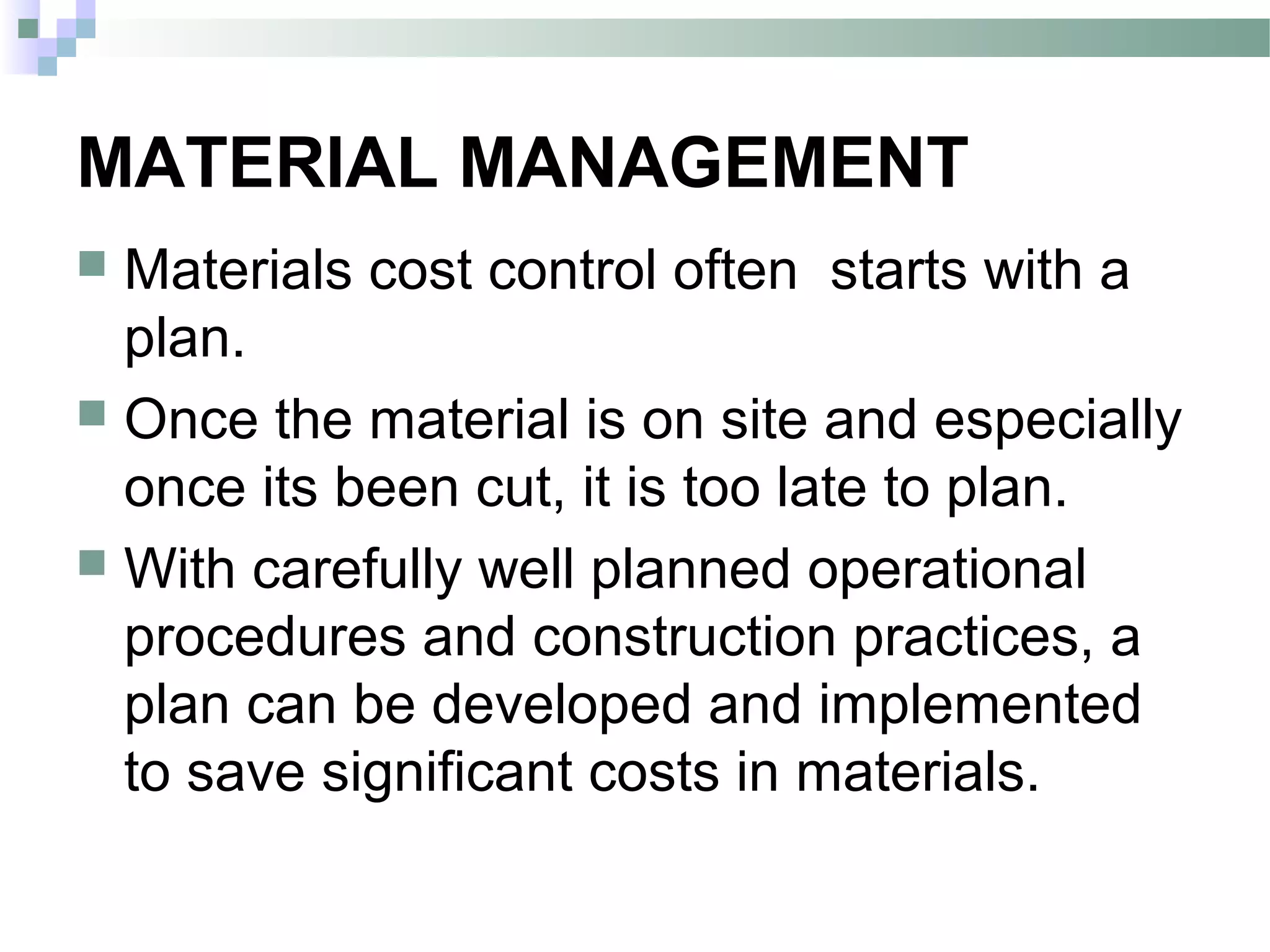 070 Material Management and Construction Productivity | PPT