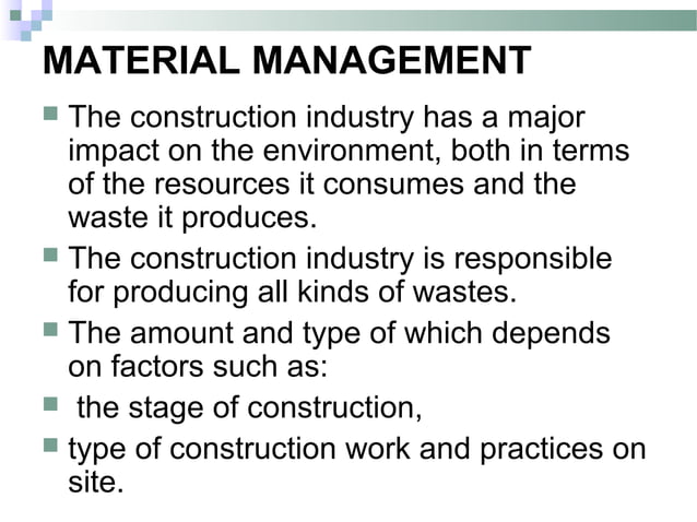 070 Material Management and Construction Productivity | PPT