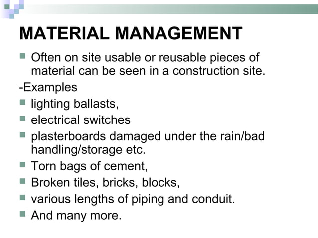 070 Material Management and Construction Productivity | PPT