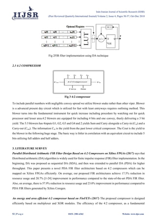 Design of 4:2 Compressor for Parallel Distributed Arithmetic FIR Filter | PDF