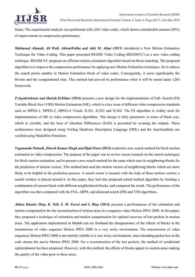 A Study on Algorithms for Block Motion Estimation in Video Coding | PDF