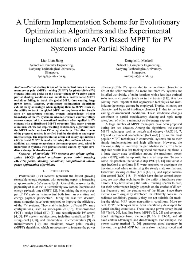 A Uniform Implementation Scheme for Evolutionary Optimization Algorithms and the experimental ...