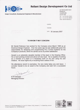 Reference - Reliant Design Development Co Ltd | PDF