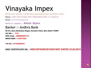 Vinayaka Company Profile | PPT