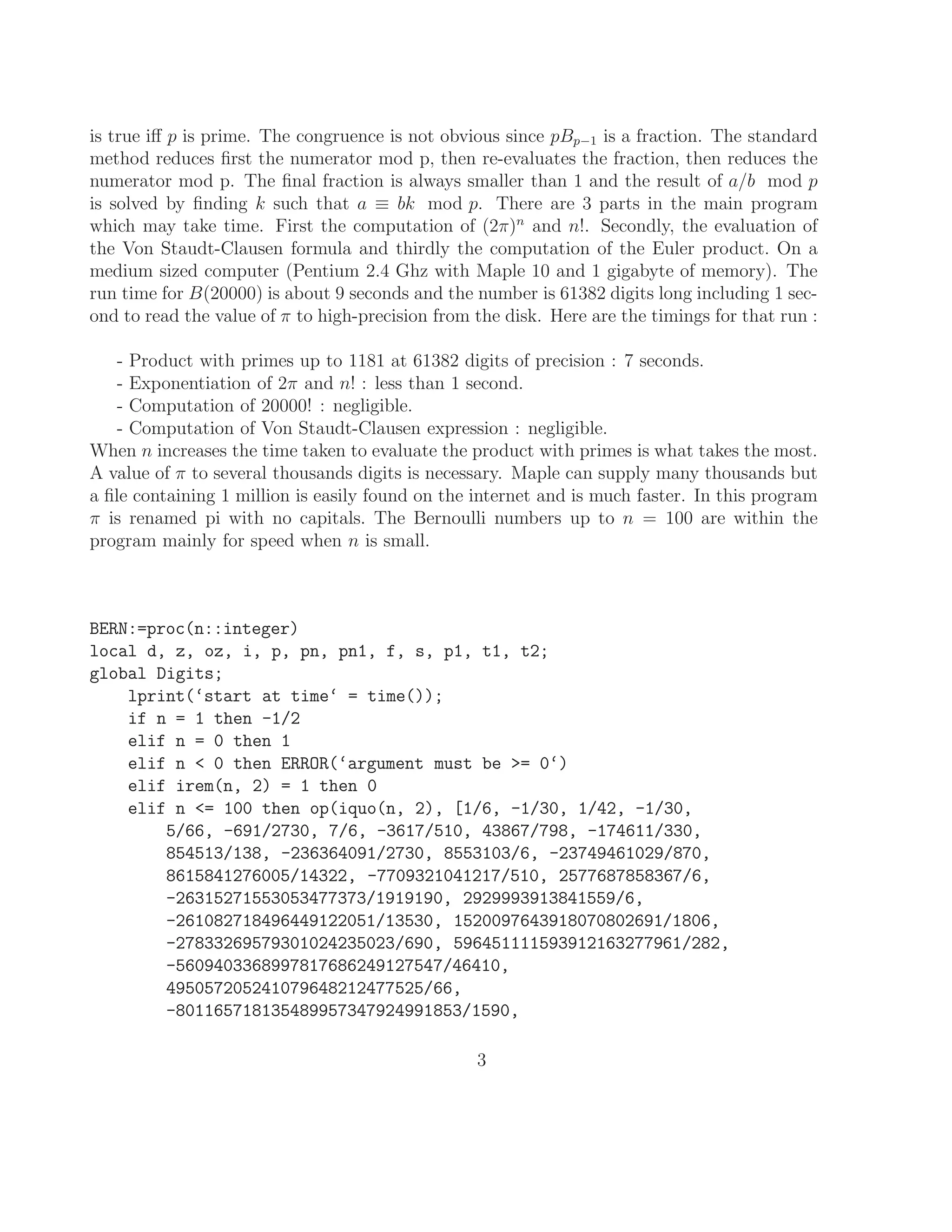 An Efficient Algorithm For The Computation Of Bernoulli Numbers Pdf 