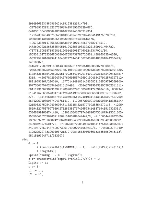 An Efficient Algorithm For The Computation Of Bernoulli Numbers Pdf