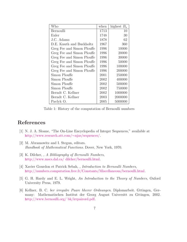An efficient algorithm for the computation of Bernoulli numbers | PDF