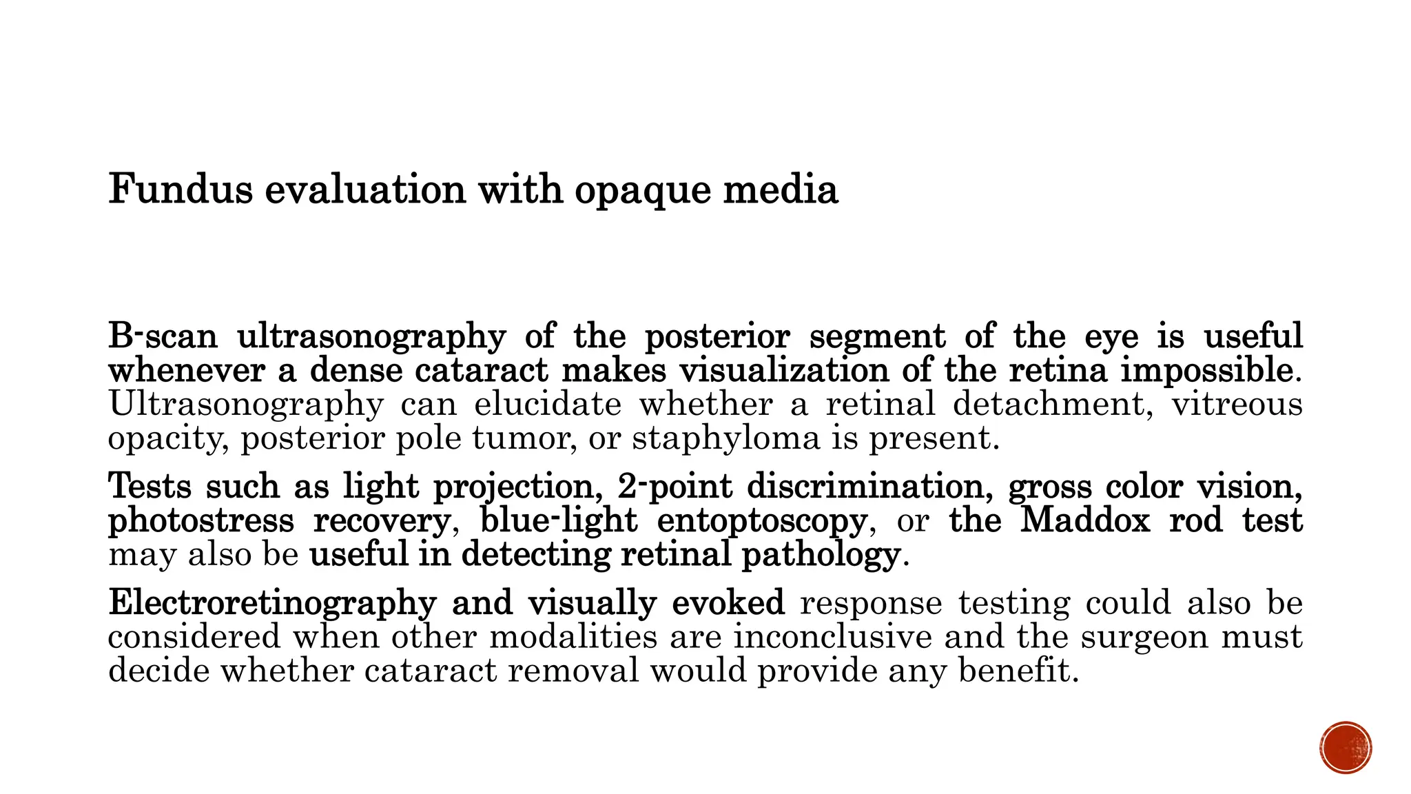 Fundus evaluation - special test for preoperative cataract surgery | PPT