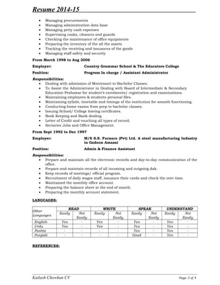 Kailash Chowhan CV | DOC