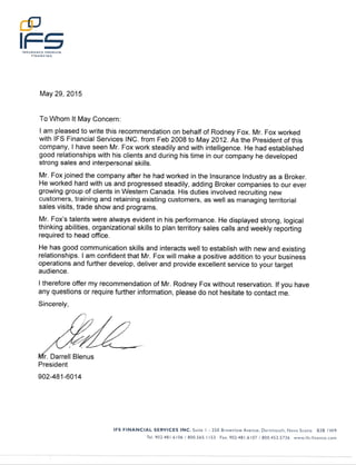 IFS Reference Letter for Rod Fox | PDF