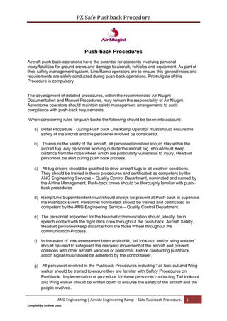 Safe Push back Procedure. | PDF