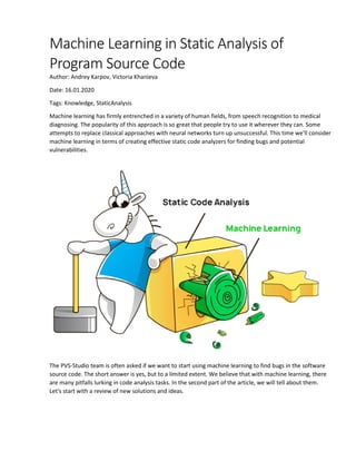 Machine Learning in Static Analysis of Program Source Code | PDF