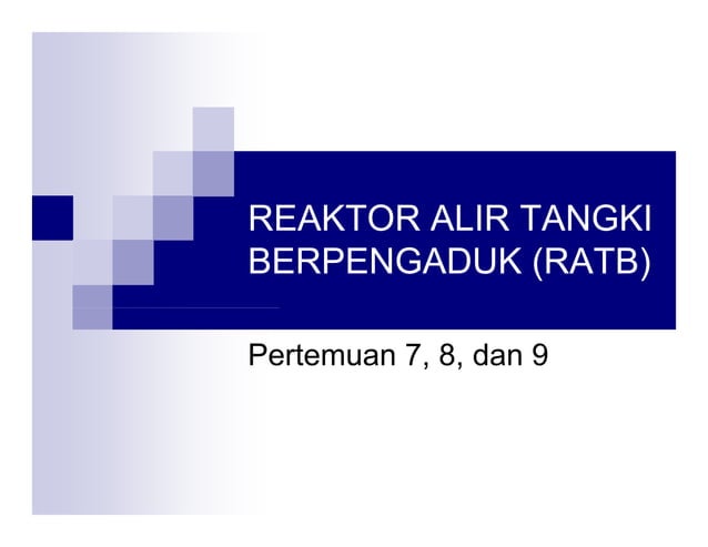 Reaktor Alir Tangki Berpengaduk | PDF | Chemistry | Science