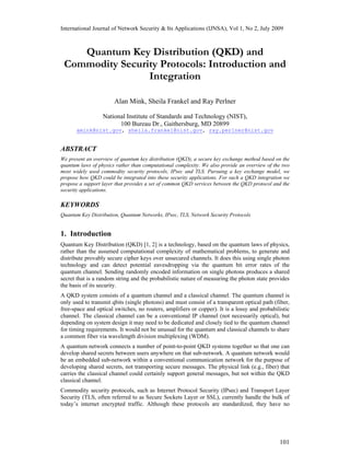 Quantum Key Distribution (QKD) and Commodity Security Protocols ...