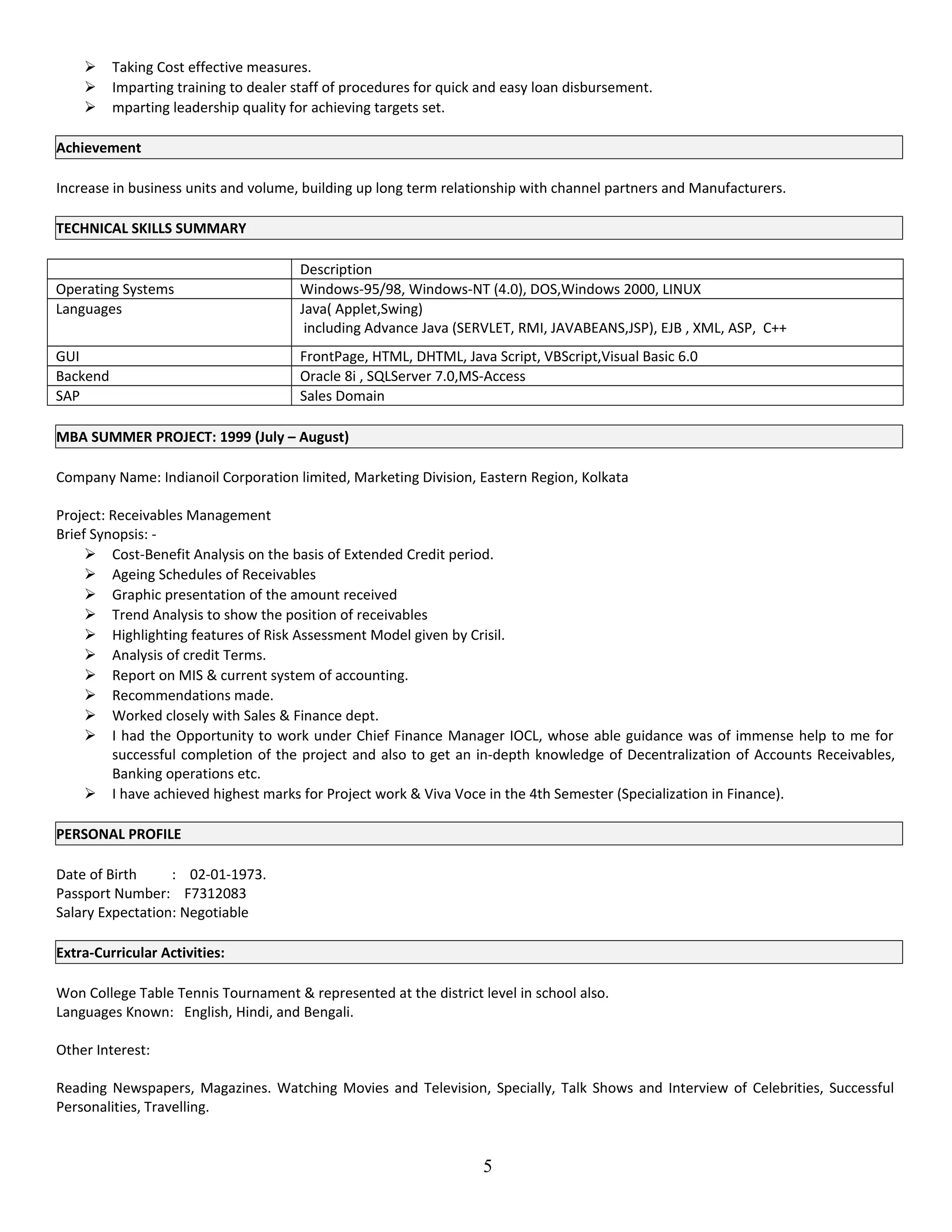 Resume - subhajit deb | PDF