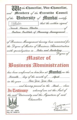MBA Certificate | PDF