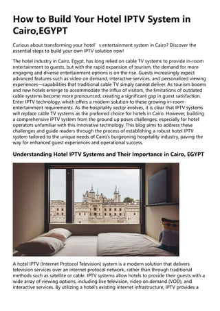 How to Build Your Hotel IPTV System in Cairo，EGYPT | PDF