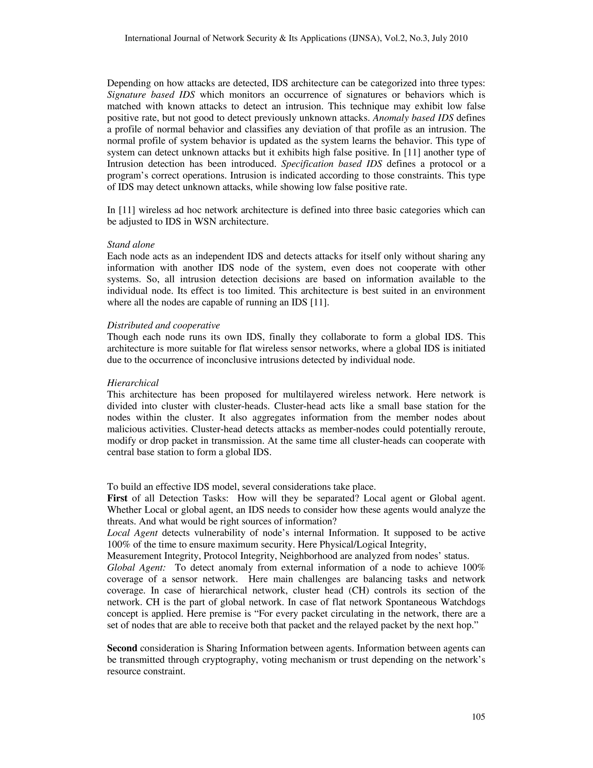 HIERARCHICAL DESIGN BASED INTRUSION DETECTION SYSTEM FOR WIRELESS AD HOC SENSOR NETWORK | PDF