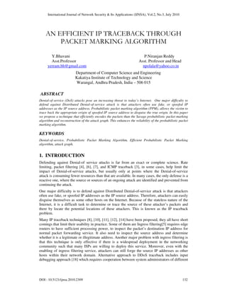 AN EFFICIENT IP TRACEBACK THROUGH PACKET MARKING ALGORITHM | PDF