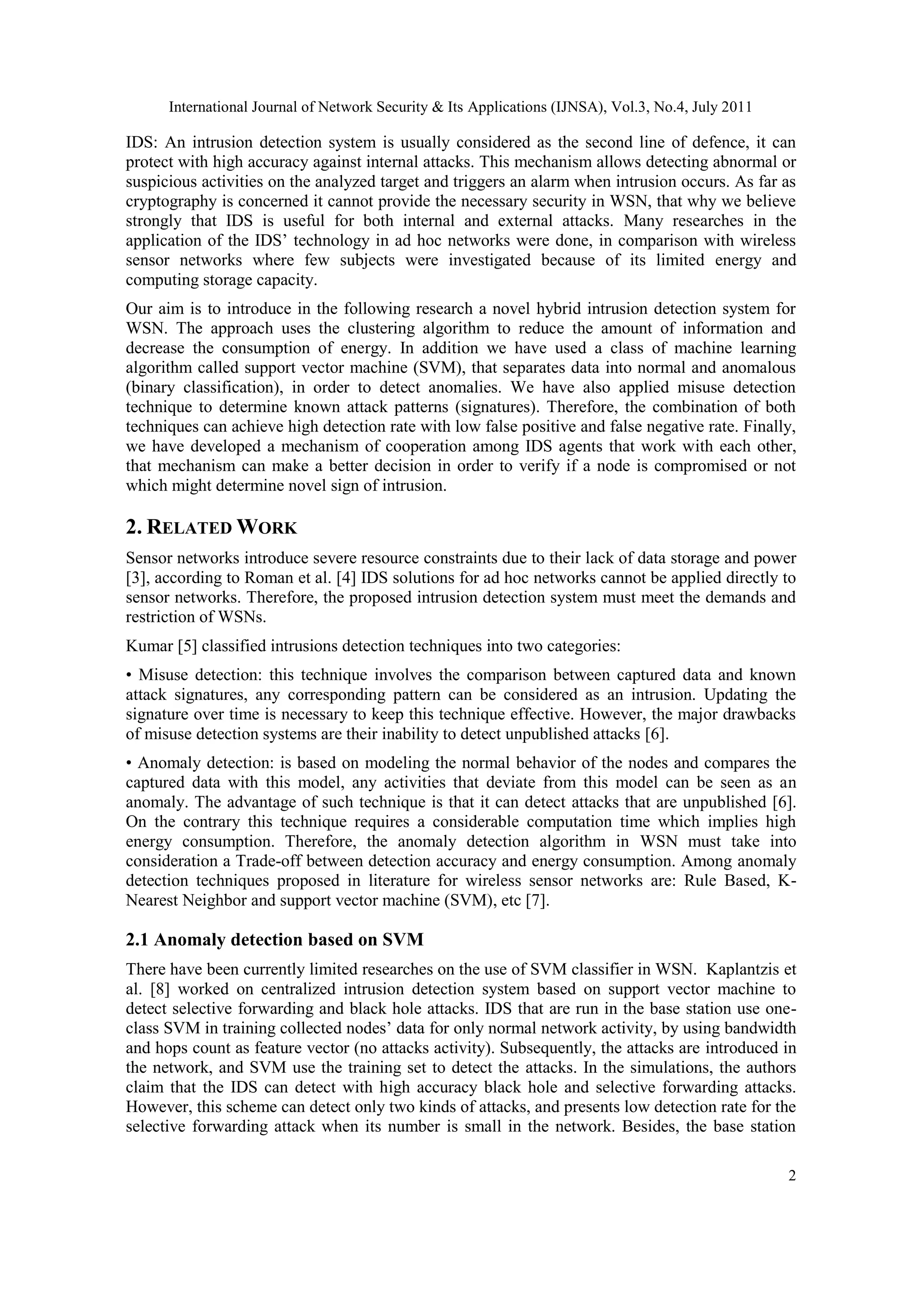 Novel Hybrid Intrusion Detection System For Clustered Wireless Sensor