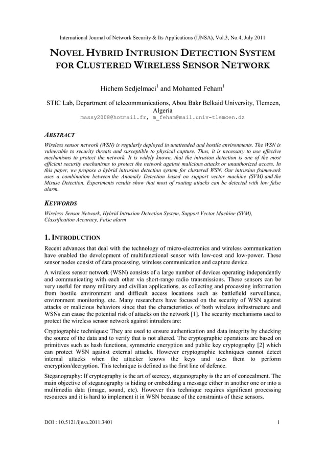 Novel Hybrid Intrusion Detection System For Clustered Wireless Sensor
