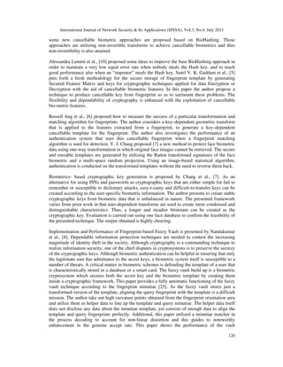 AN EVALUATION OF FINGERPRINT SECURITY USING NONINVERTIBLE BIOHASH | PDF