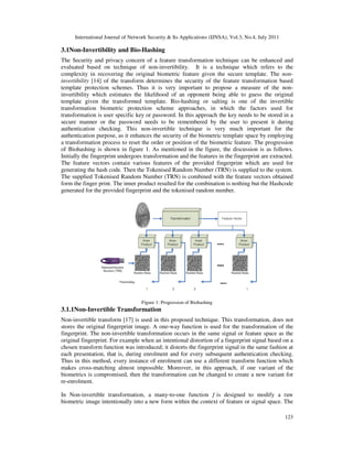 AN EVALUATION OF FINGERPRINT SECURITY USING NONINVERTIBLE BIOHASH | PDF