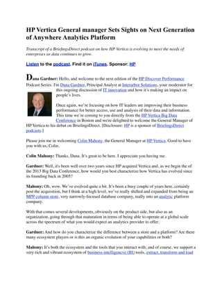 HP Vertica General manager Sets Sights on Next Generation of Anywhere Analytics Platform | PDF