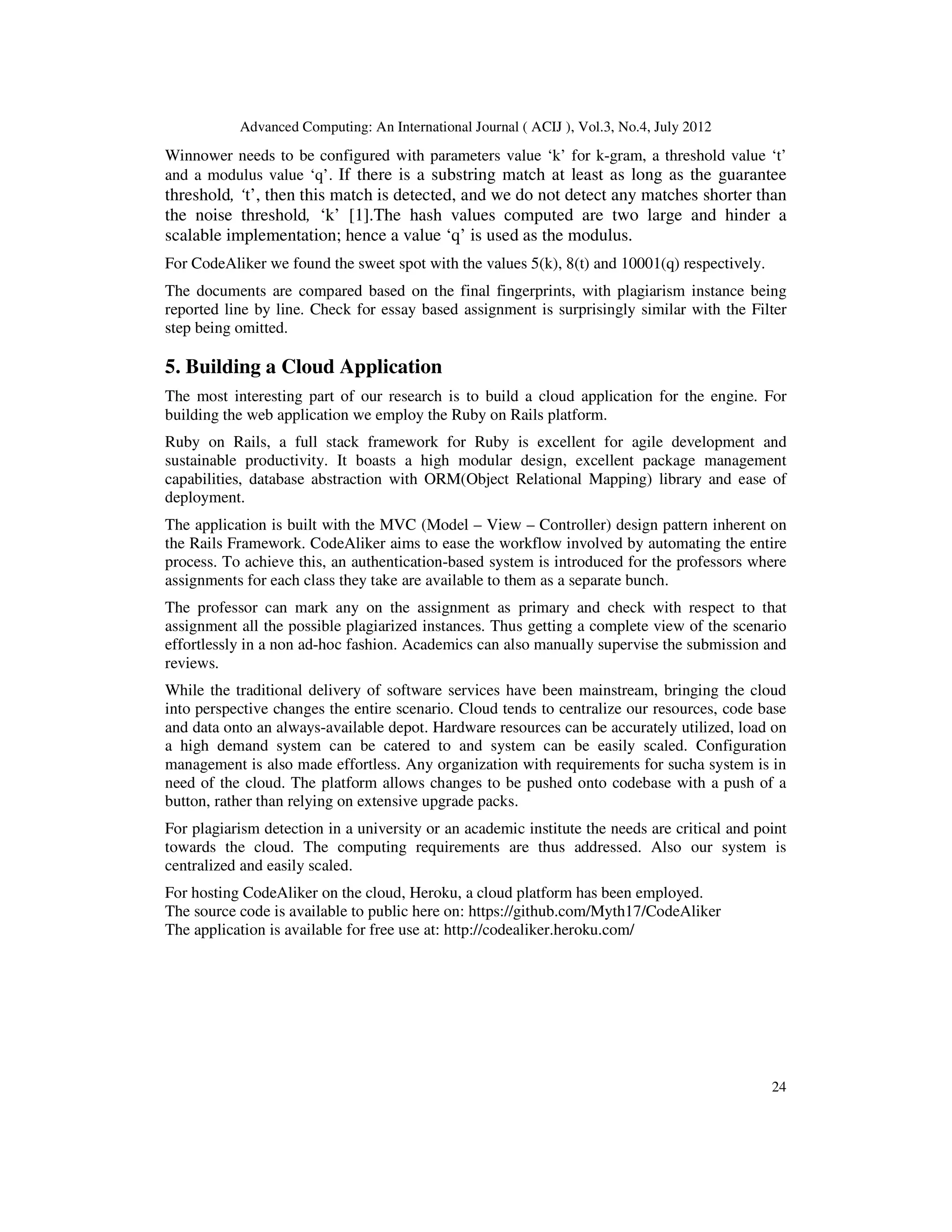 ‘CodeAliker’ - Plagiarism Detection on the Cloud | PDF | Programming Languages | Computing