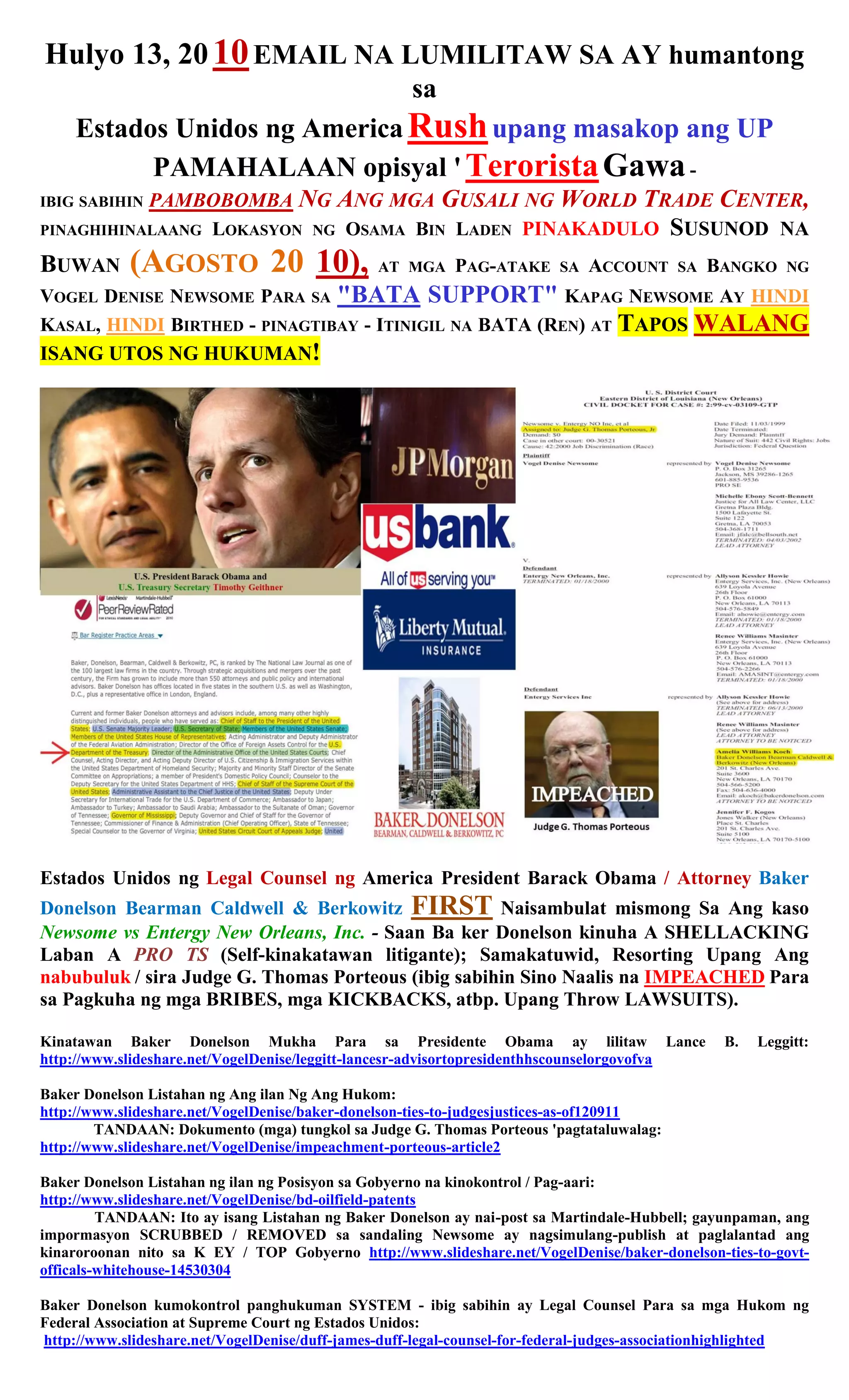 071310 obama email (filipino) | PDF