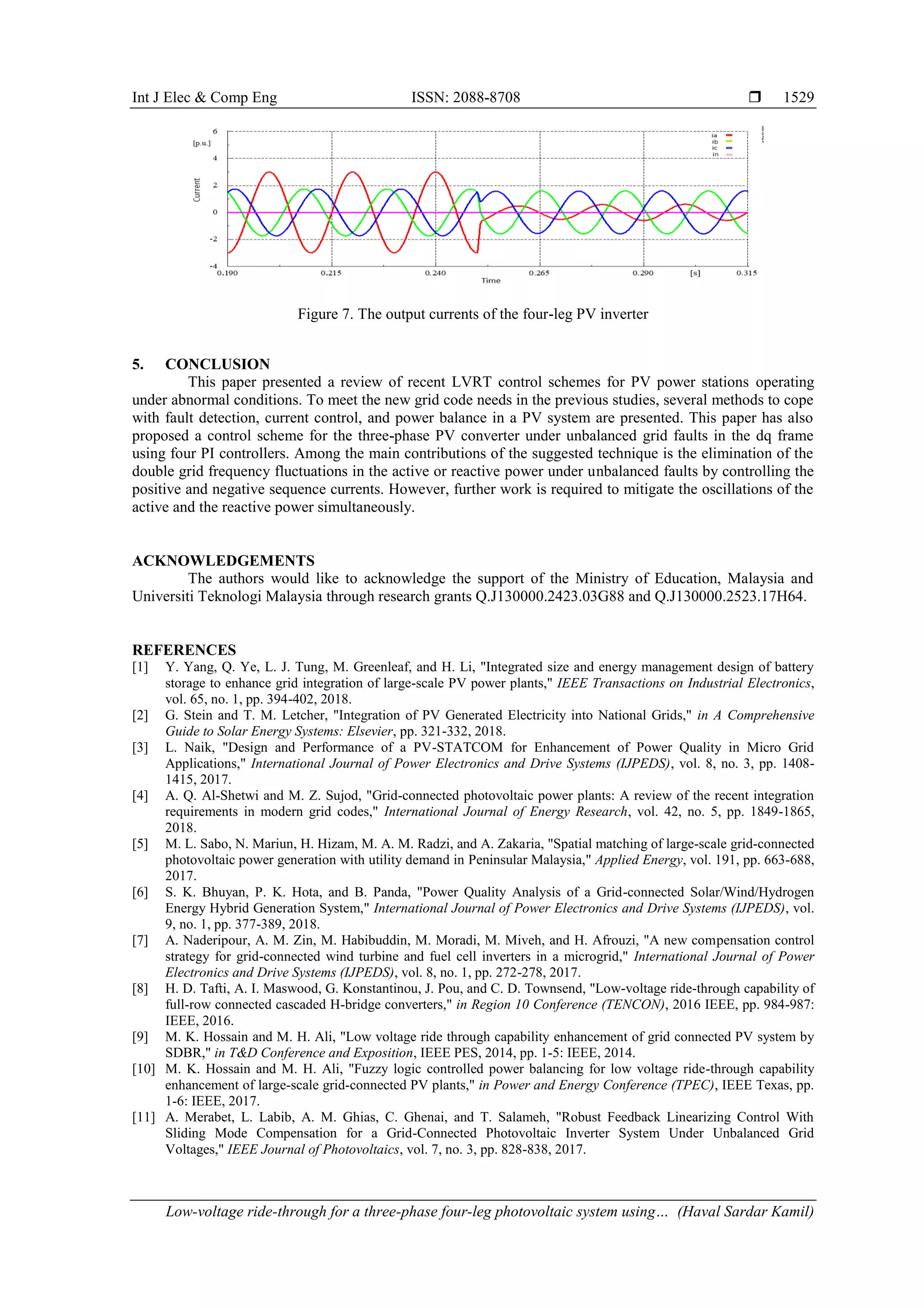 Low-voltage ride-through for a three-phase four-leg photovoltaic system ...