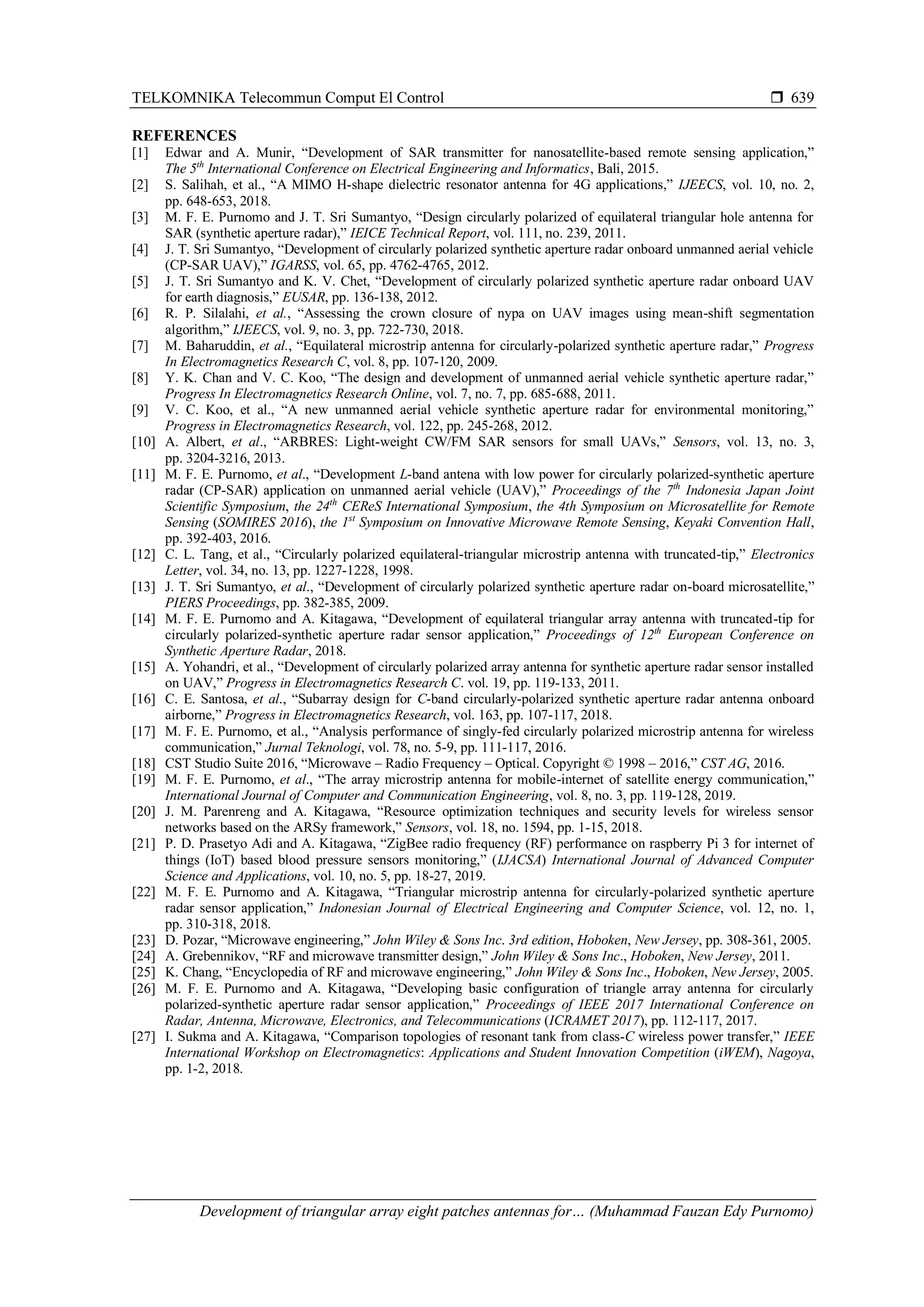 Development of triangular array eight patches antennas for circularly ...
