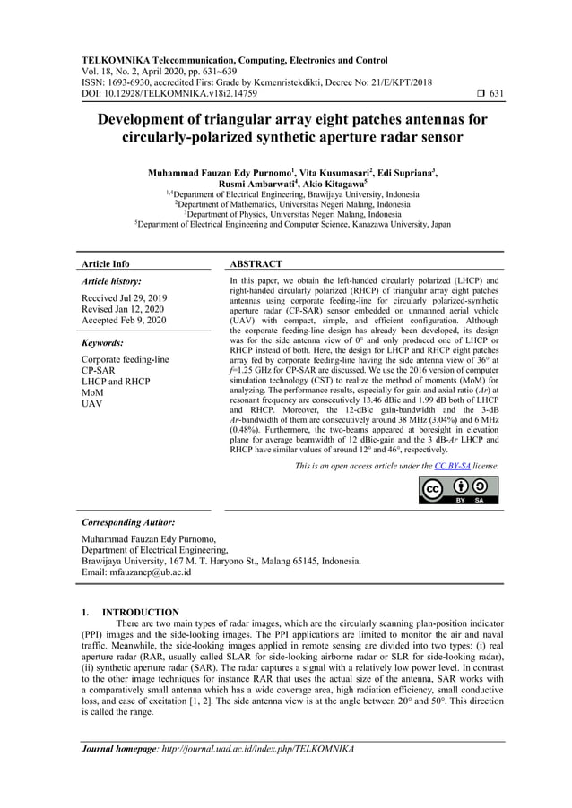 Development of triangular array eight patches antennas for circularly ...