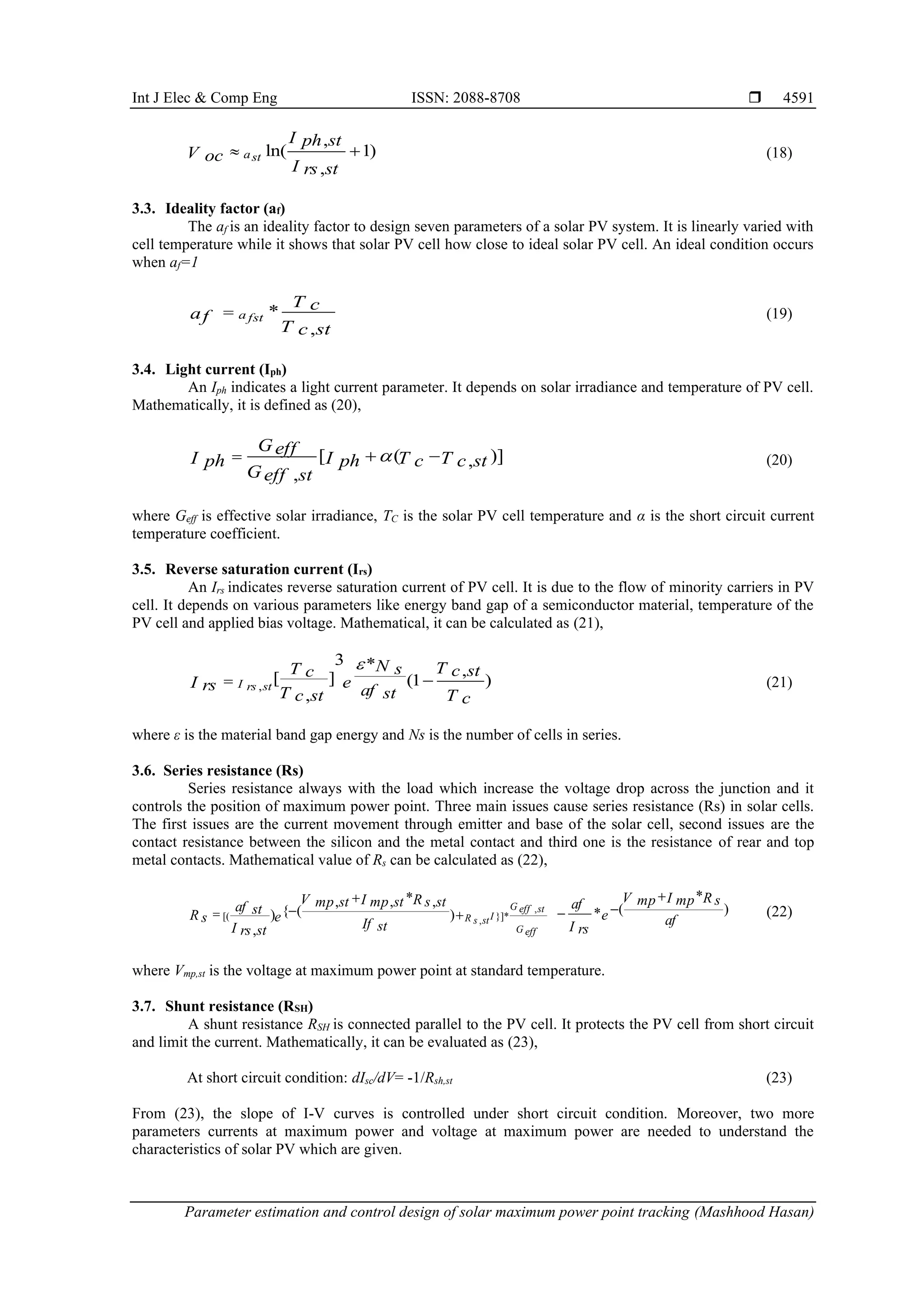 Parameter Estimation And Control Design Of Solar Maximum Power Point Tracking Pdf