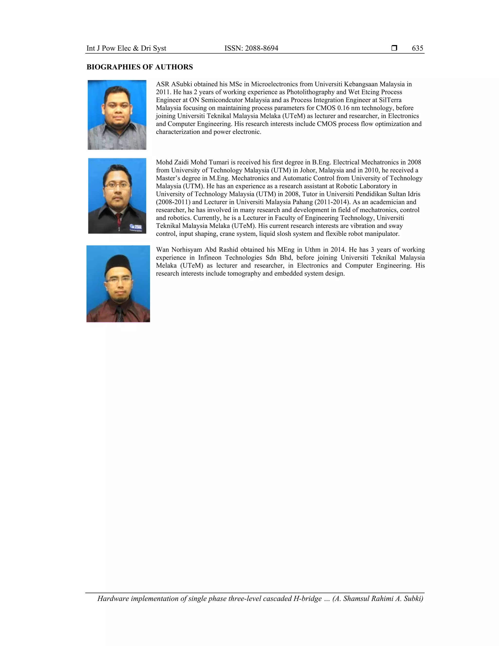 Hardware implementation of single phase three-level cascaded h-bridge ...