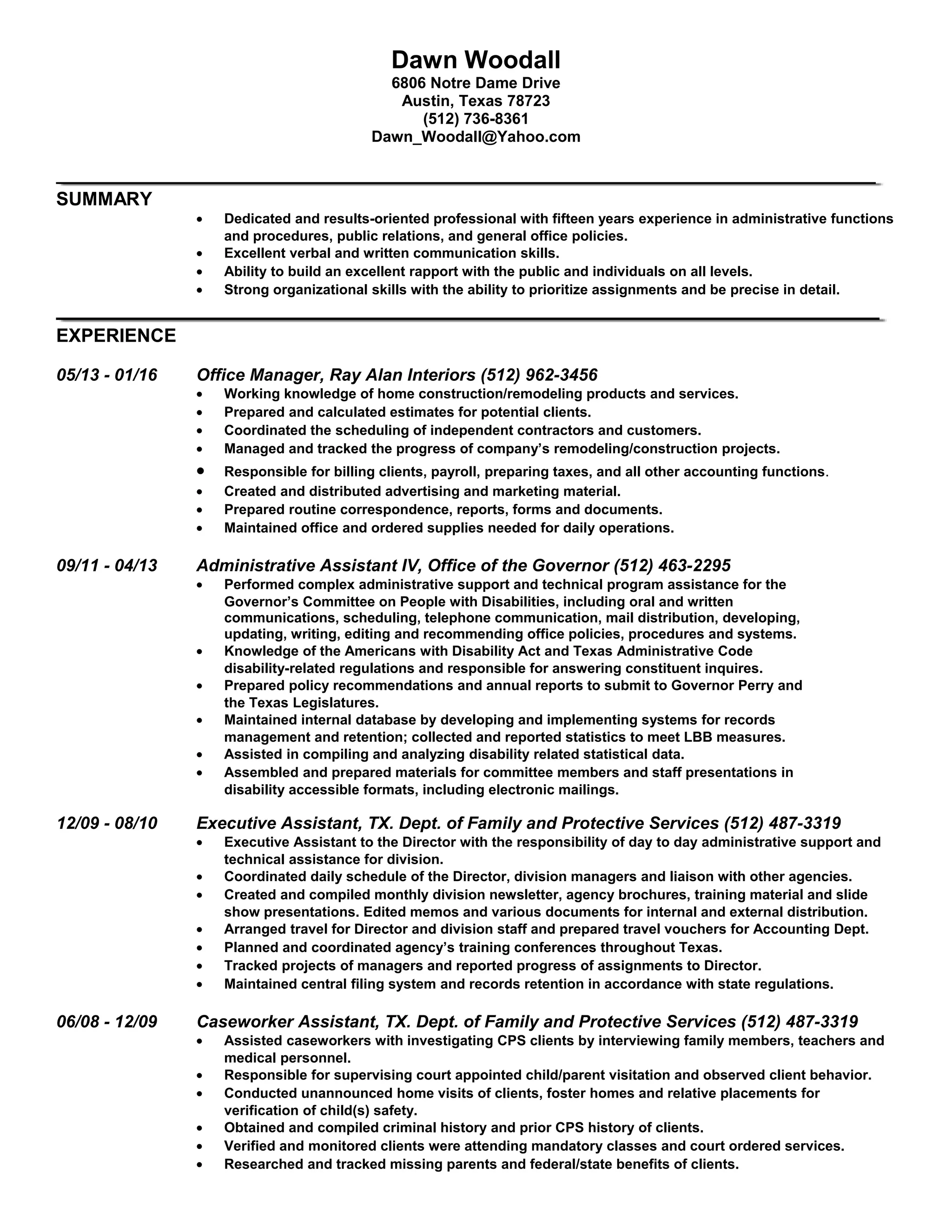 Dawn Woodall Resume | DOC