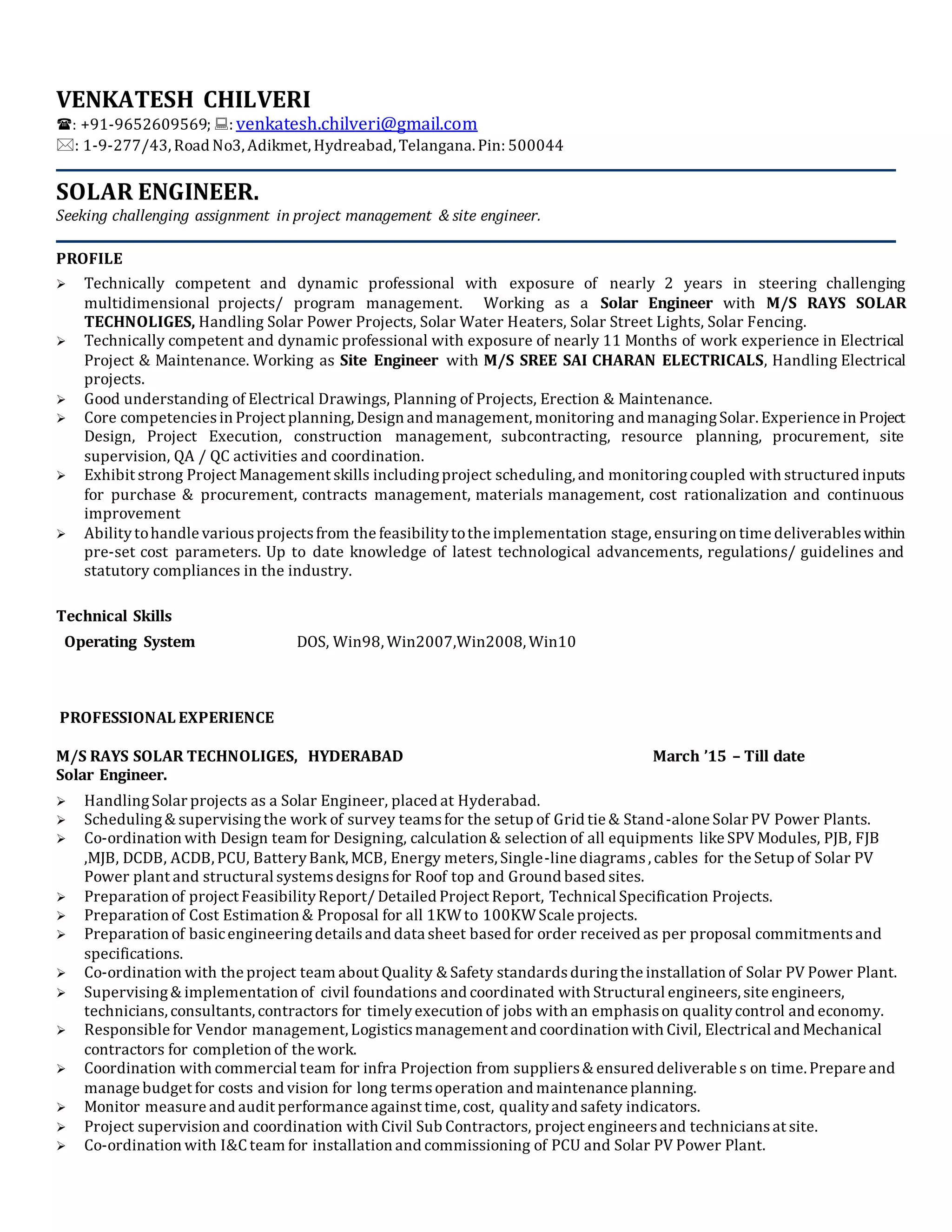 venky CV( solar ) | DOCX