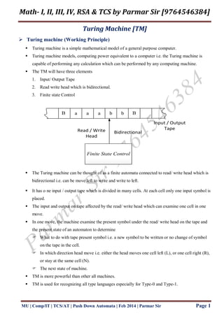 Working principle of Turing machine | PDF