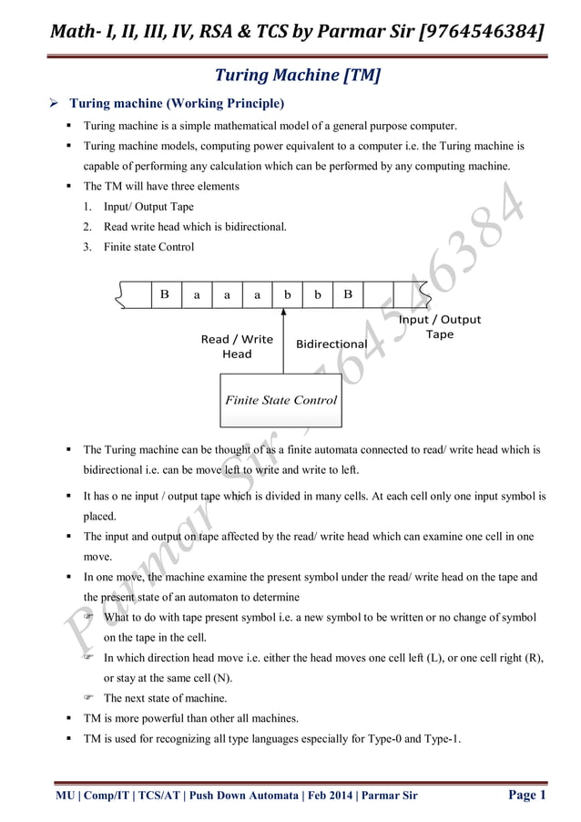 Working principle of Turing machine | PDF | Programming Languages | Computing