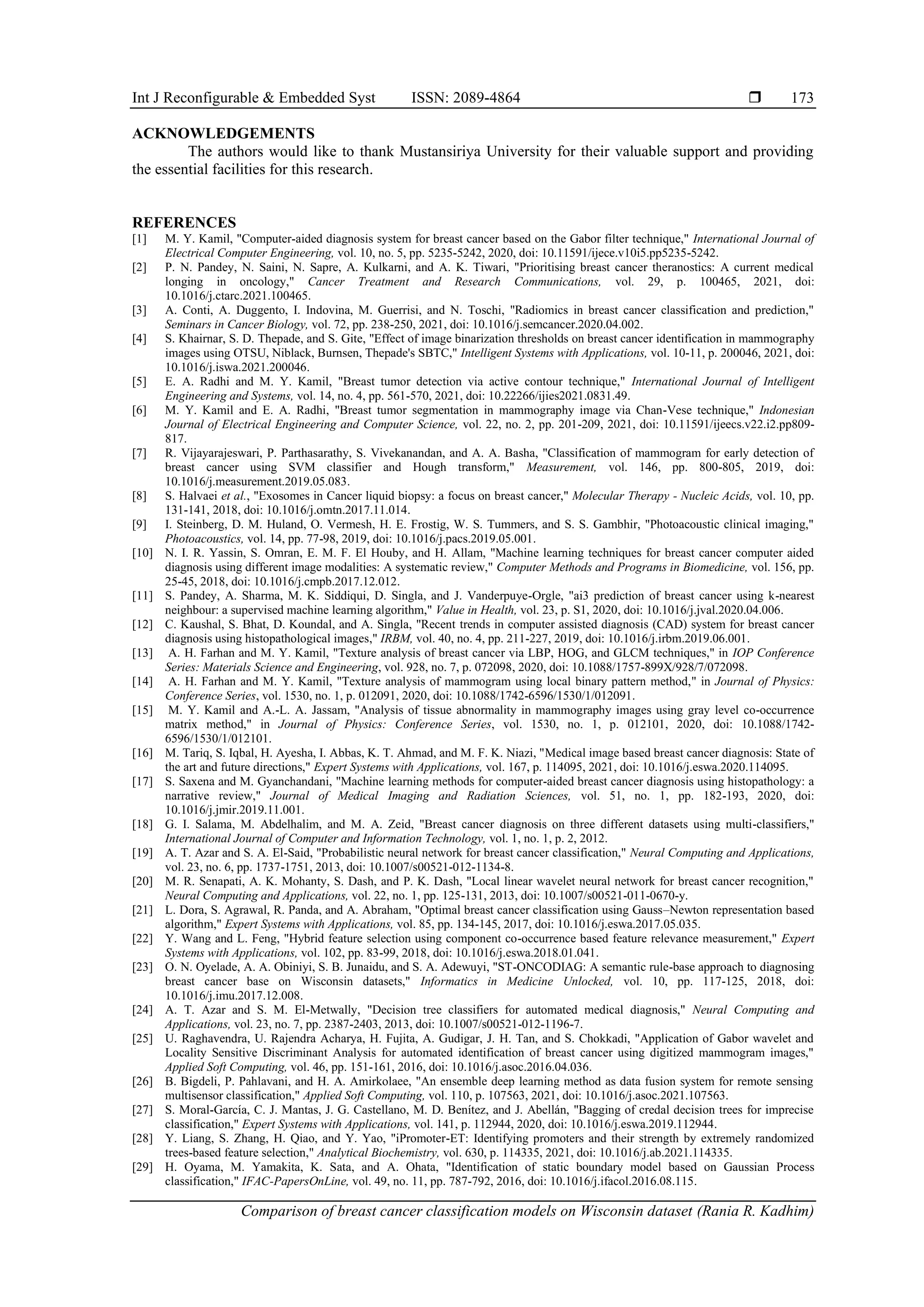 Comparison of breast cancer classification models on Wisconsin dataset | PDF