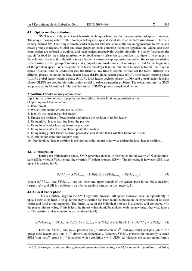 A hybrid wrapper spider monkey optimization-simulated annealing model for optimal feature ...