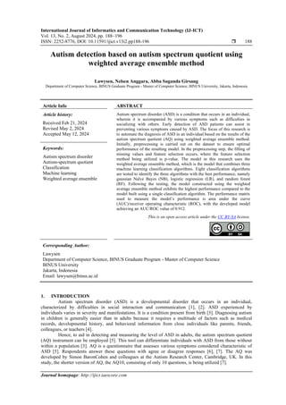 Autism detection based on autism spectrum quotient using weighted ...