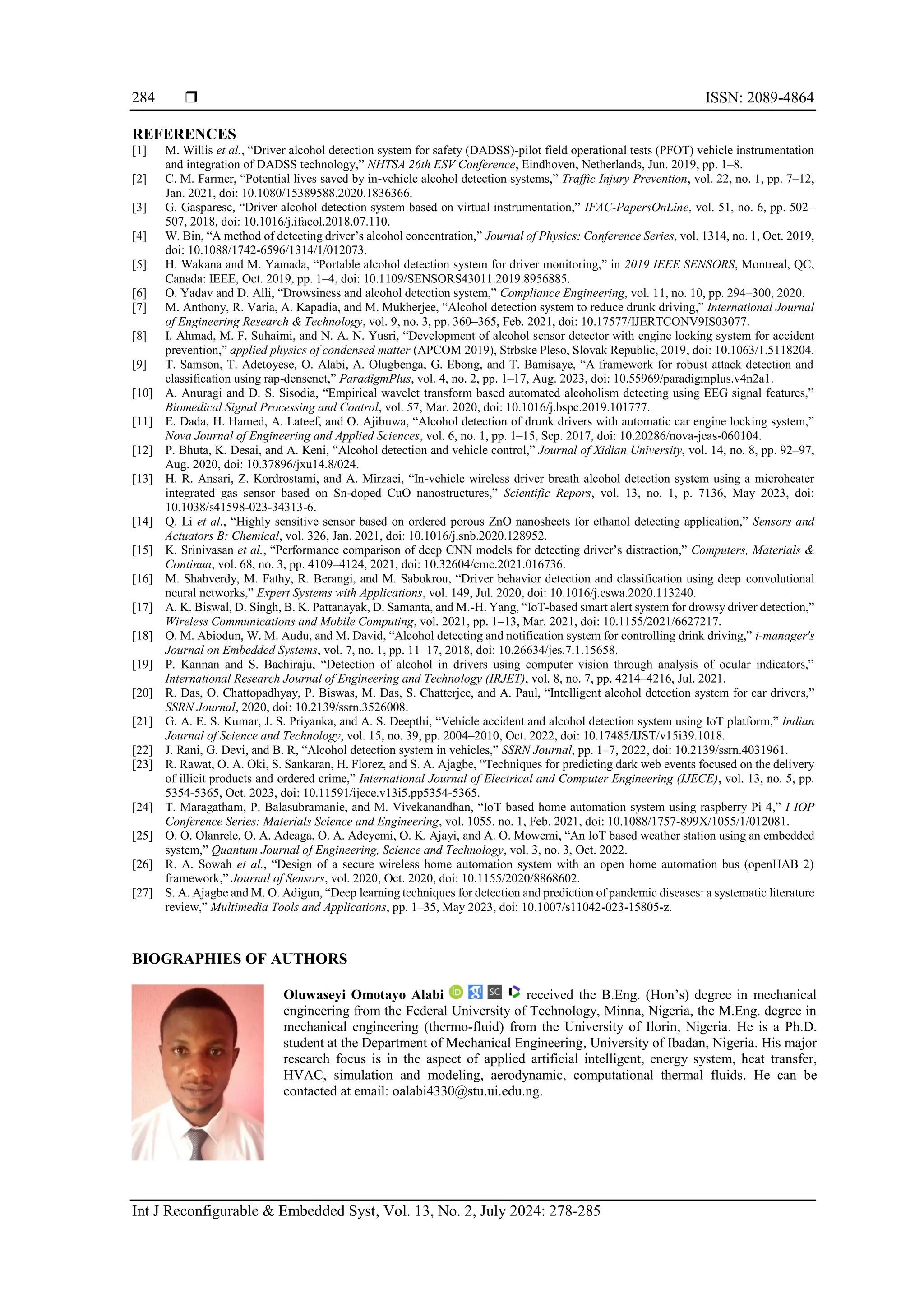 Design and implementation of an alcohol detection driver system | PDF