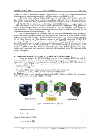 Direct torque control of non-salient pole AFPMSMs with SVPWM inverter | PDF