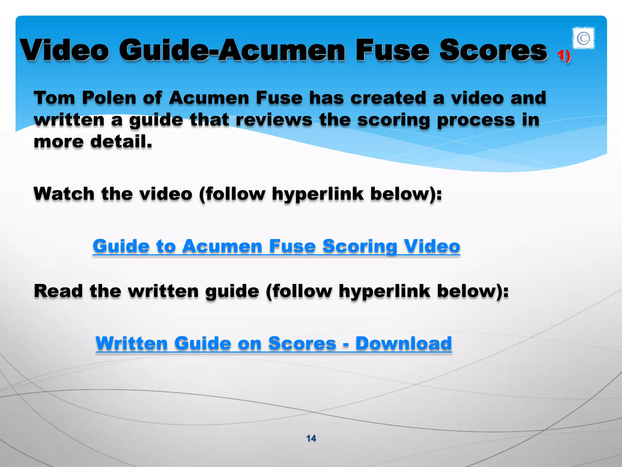 072213 Understanding Acumen Fuse Scoring Methods | PDF