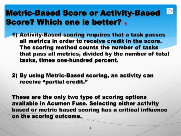072213 Understanding Acumen Fuse Scoring Methods | PDF