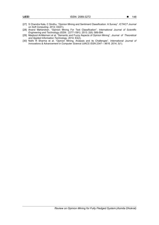 Review on Opinion Mining for Fully Fledged System | PDF