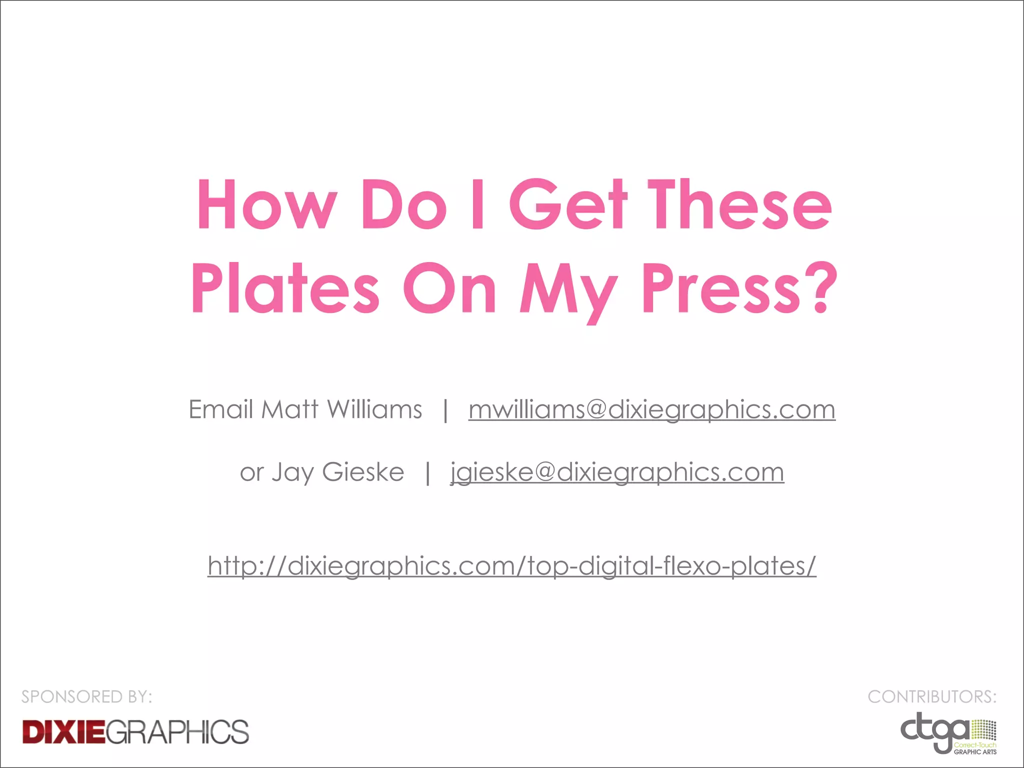 New Flexo Plate Technology - Does Pinning Top Nail It? | PDF